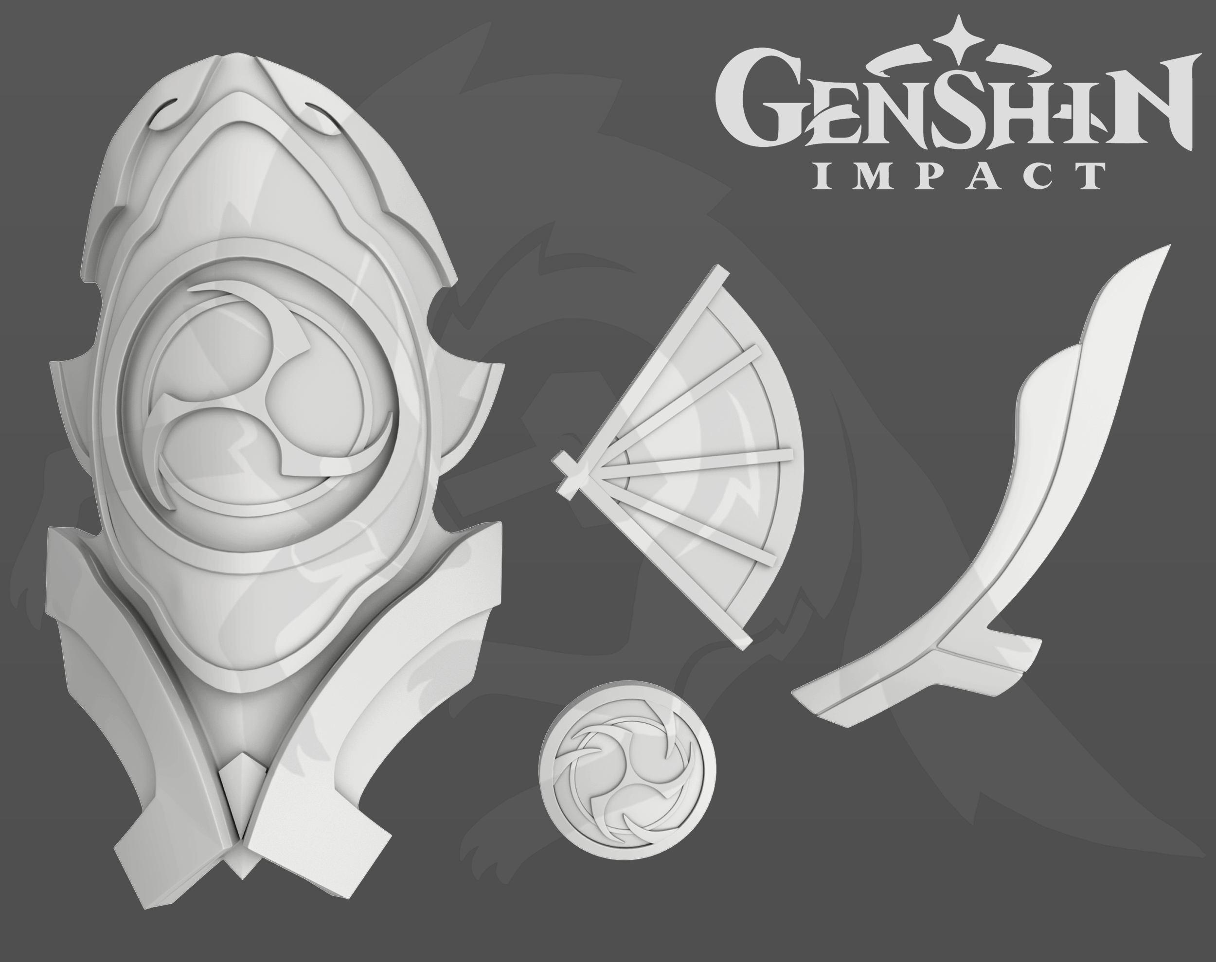 3D file Genshin Impact Raiden Shogun Baal cosplay accessories 3D model ...