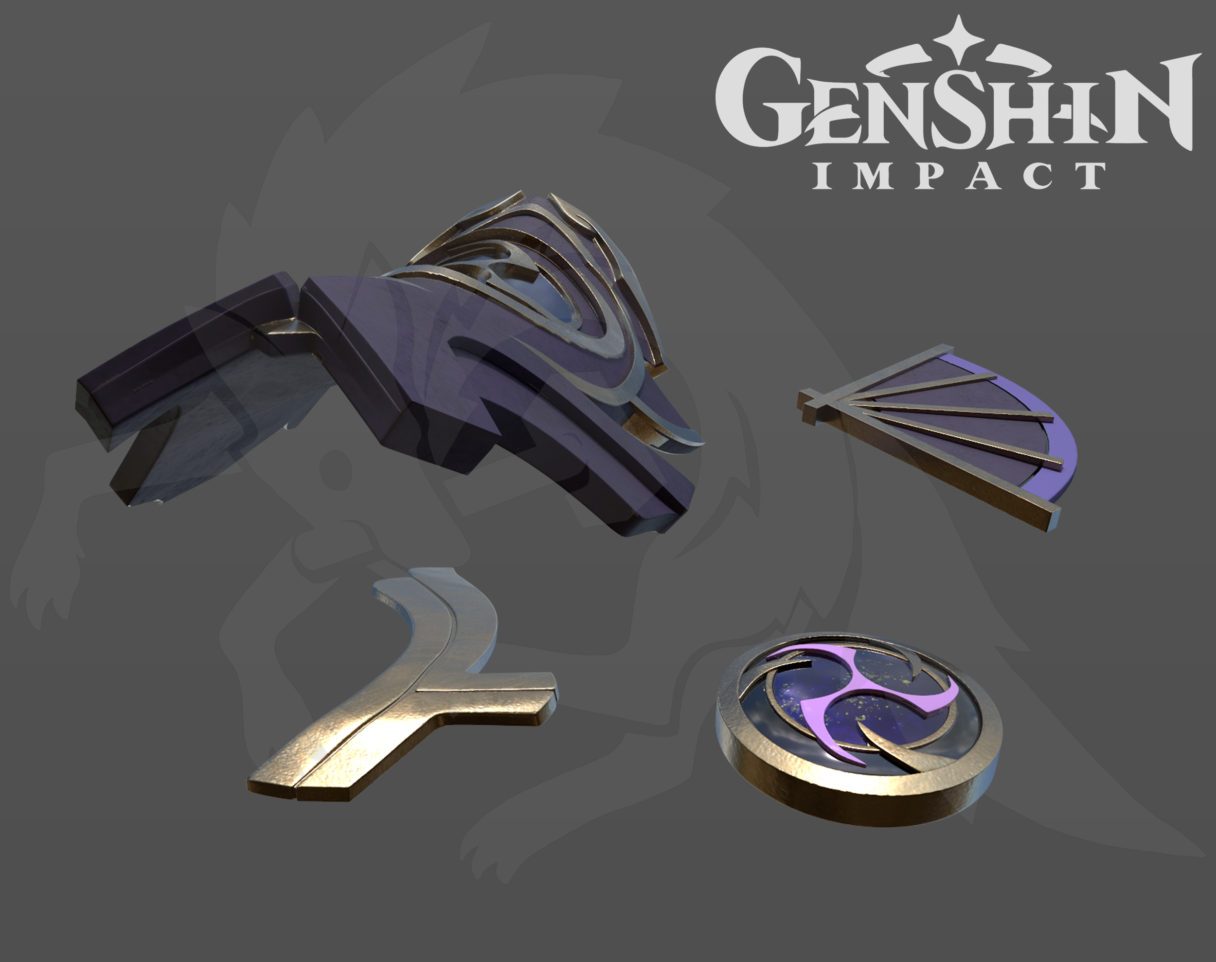 3D file Genshin Impact Raiden Shogun Baal cosplay accessories 3D model ...