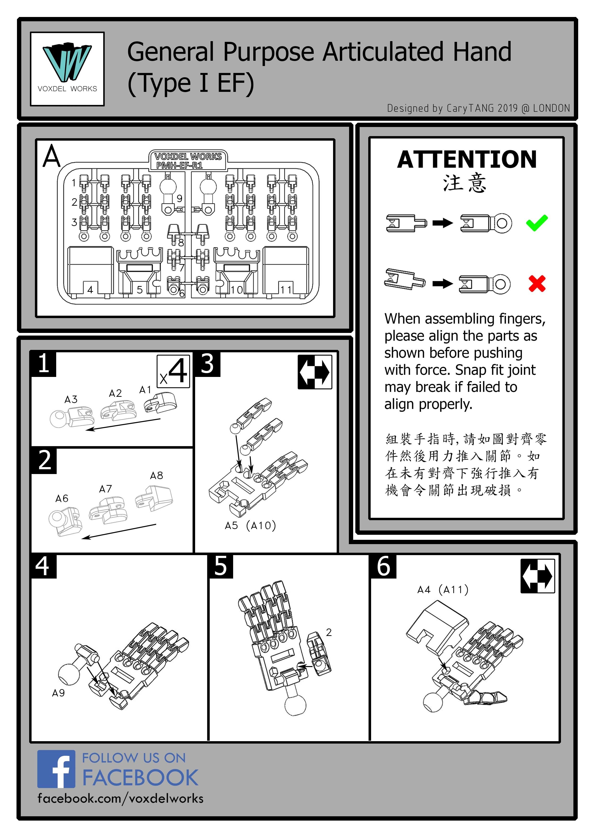 FDM printeable Articulated hand for Gunpla and Mecha models・ STL File ...