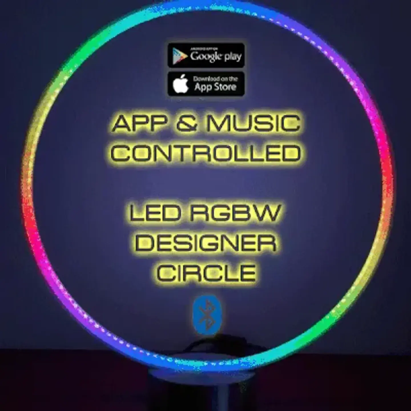 🟣 LED RGB DESIGNER CIRCLE RING HALO LIGHT LAMP - App & Music Controlled ...