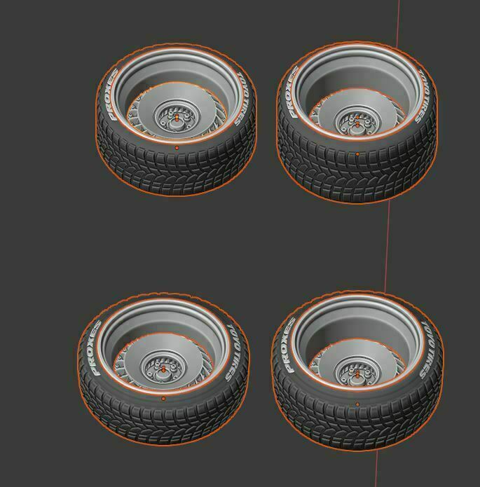🛞 Turbine fan Wheel set Front and Rear with 2 tires・ 3D File for ・Cults