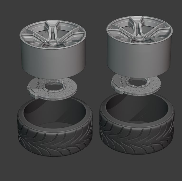 3D file DRFT Wheel Set front and rear for miniatures 1-24th 🛞 ・3D ...