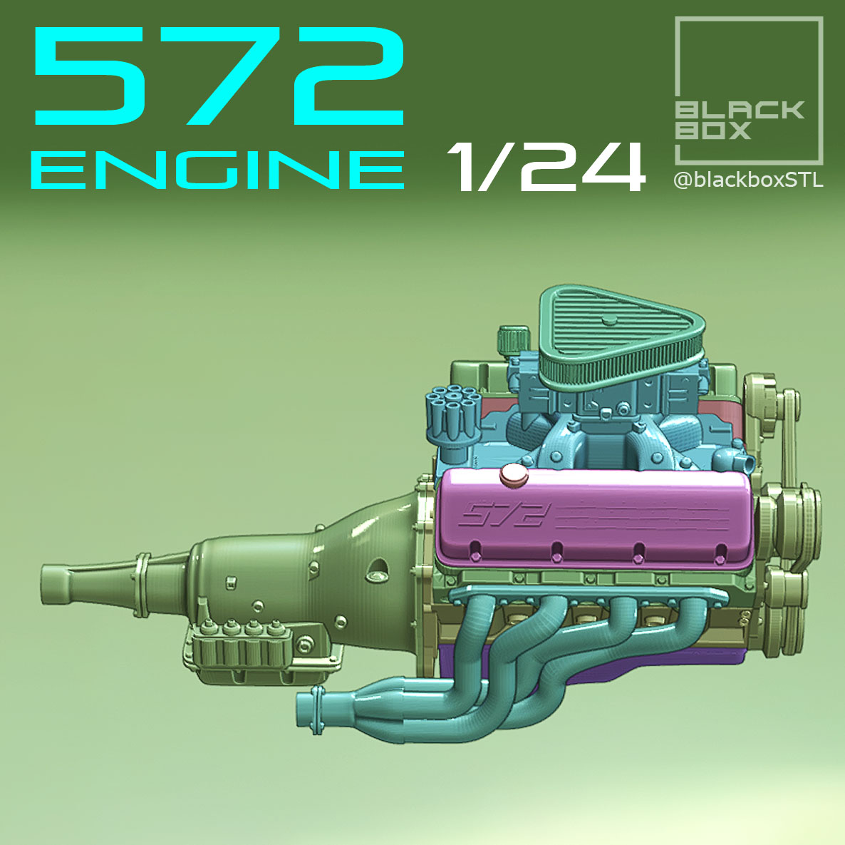 🚚 572 ENGINE 1-24th for modelkits and diecast・ 3D File for 3D printing ...