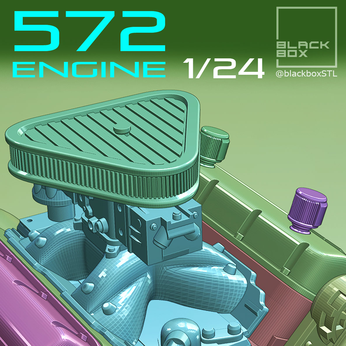 🚚 572 ENGINE 1-24th for modelkits and diecast・ 3D File for 3D printing ...