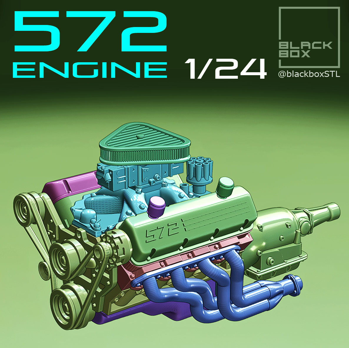 🚚 572 ENGINE 1-24th for modelkits and diecast・ 3D File for 3D printing ...