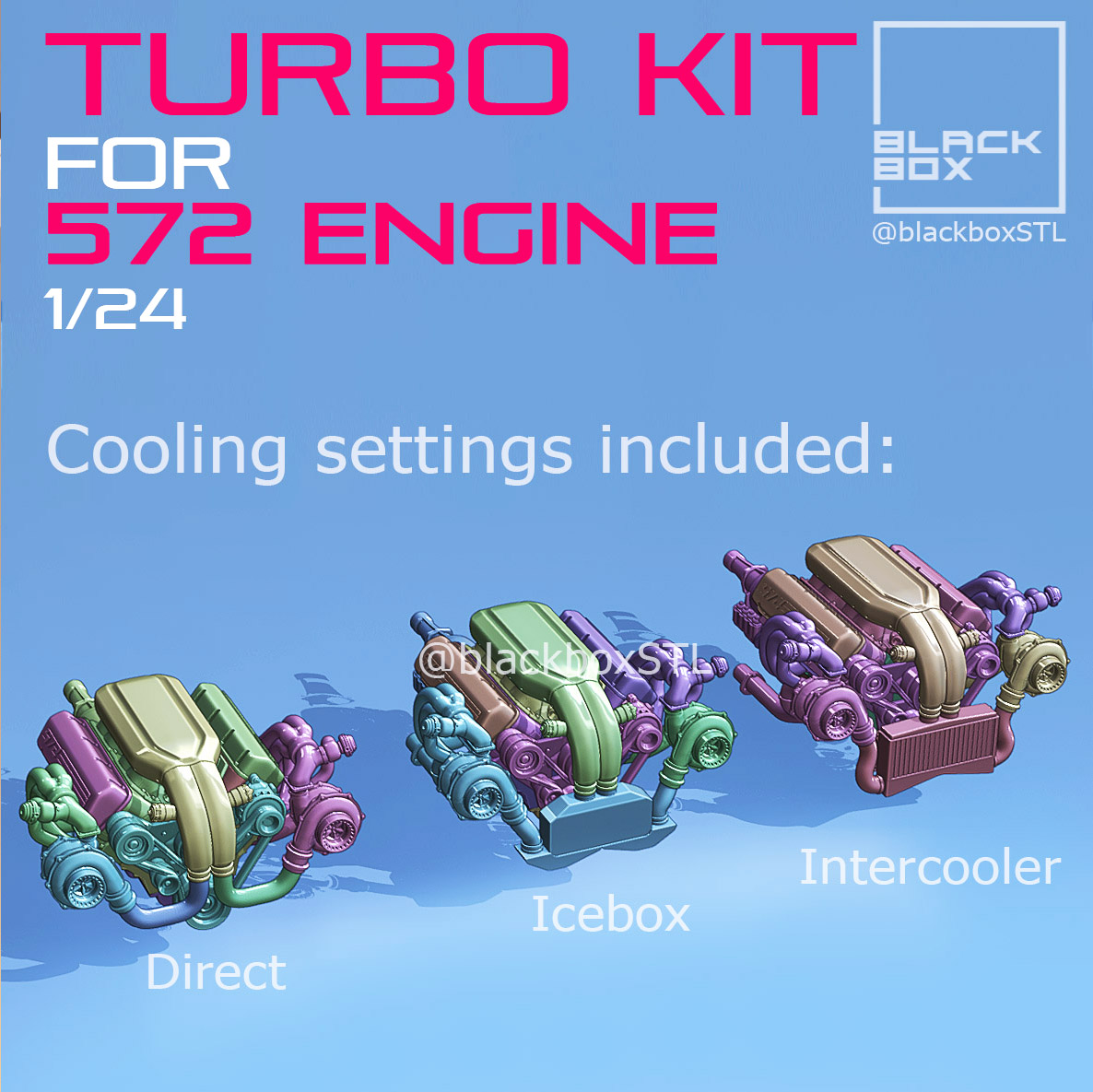 🚙 TWIN Turbo set for 572 ENGINE 1/24th・ 3D File for ・Cults