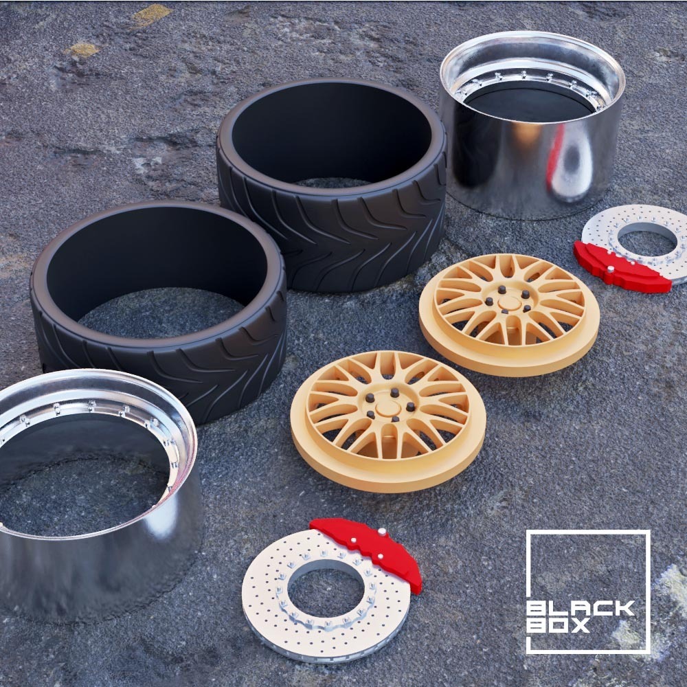 🛞 LM Style wheel set - Front and rear with tires for diecast and RC・ 3D ...