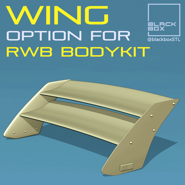🪶 Rear Wing for RWB bodykit 1-24th・ STL File for ・Cults