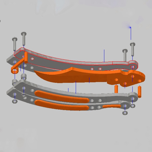 🦋 CS:GO Cuchillo mariposa (no necesita tornillos) - Balisong trainer・Archivo STL Gratis para ・Cults