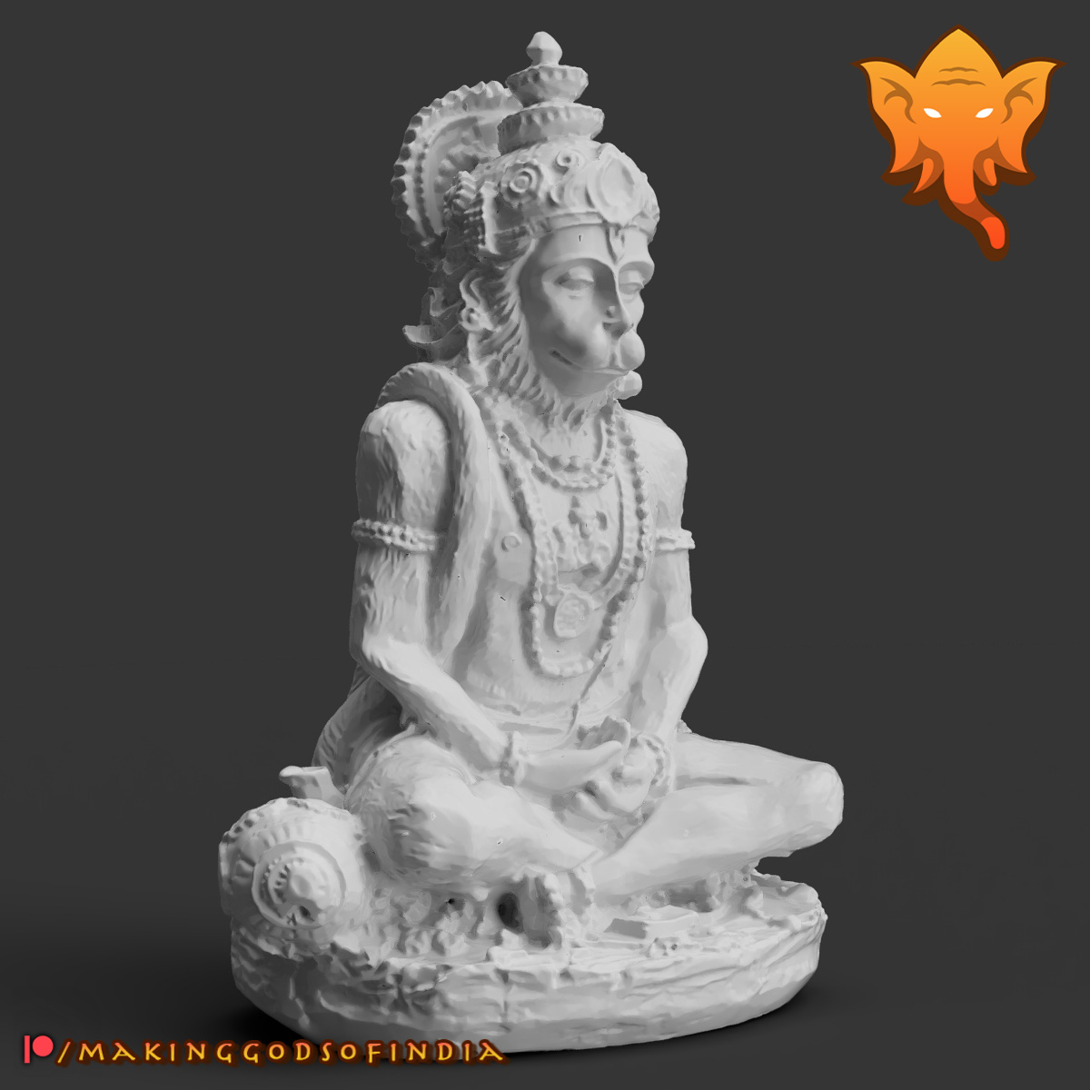 STL file Hanuman Meditating 🇮🇳 ・3D printable model to download・Cults