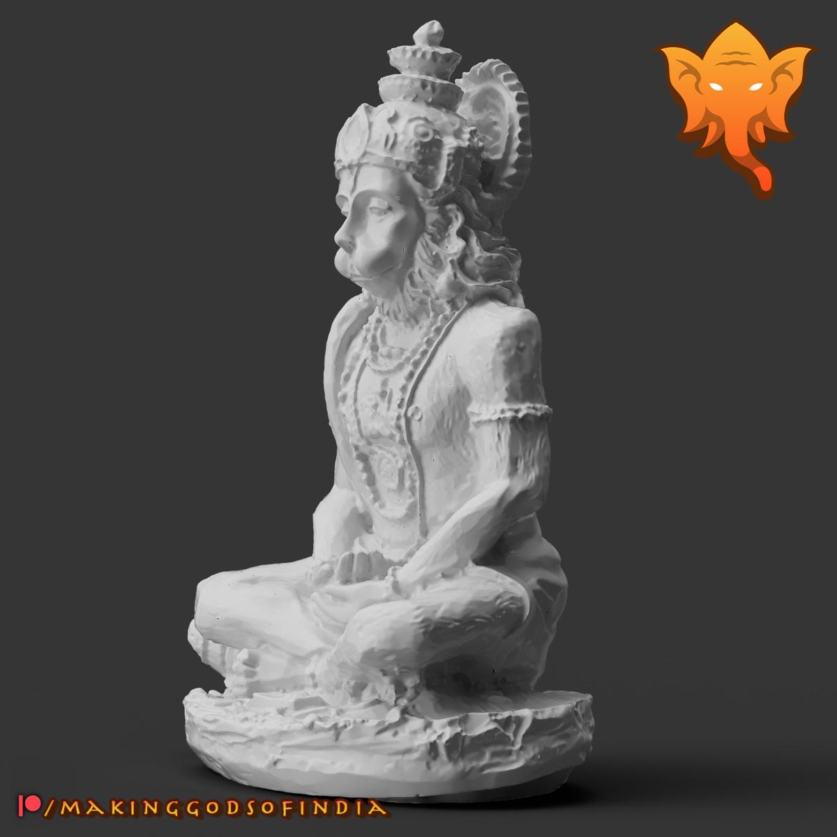 STL file Hanuman Meditating 🇮🇳 ・3D printable model to download・Cults