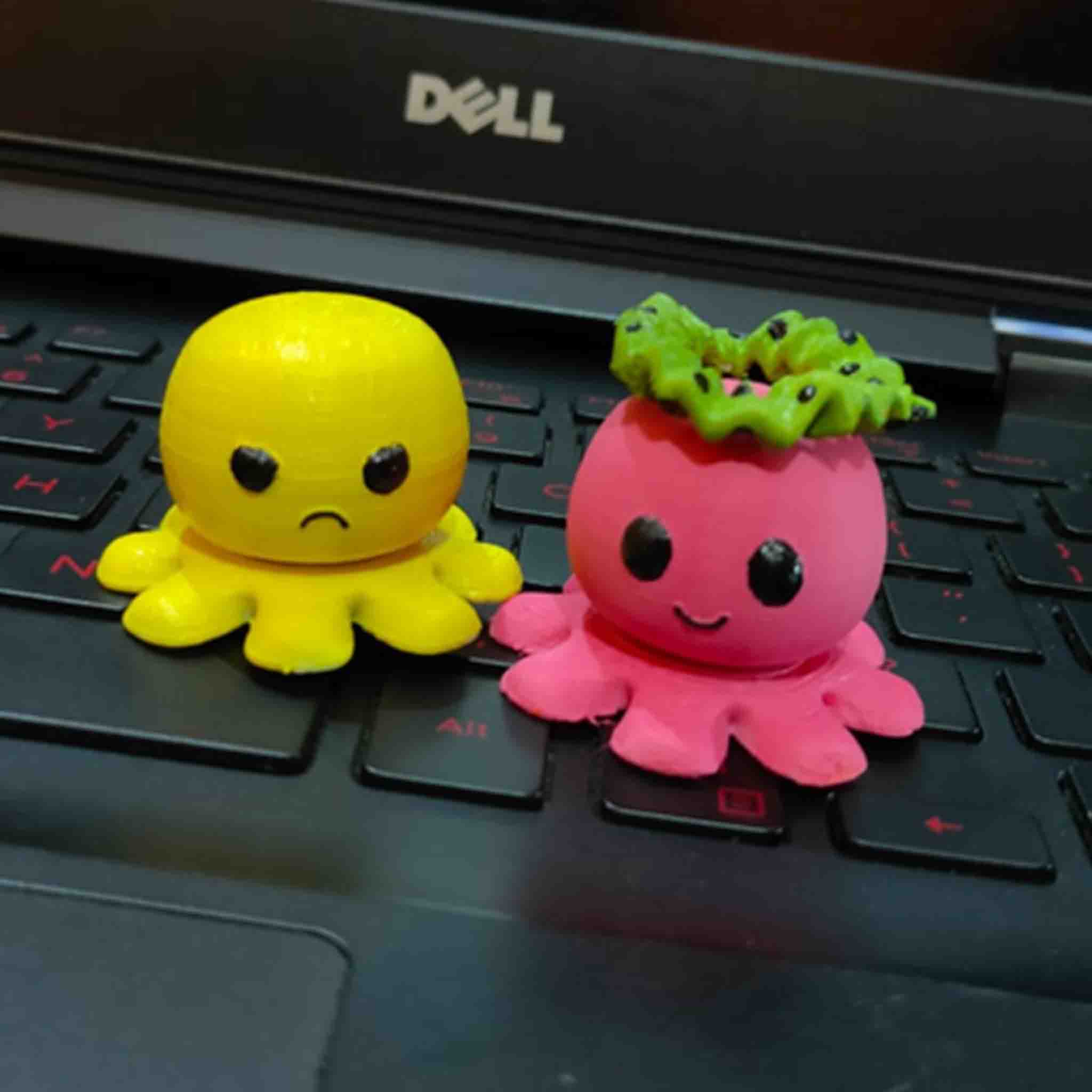 🐙 CUTE OCTOPUS HAPPY ANGRY SPINNER TOY PLUS KEYRING・ STL File for 3D ...