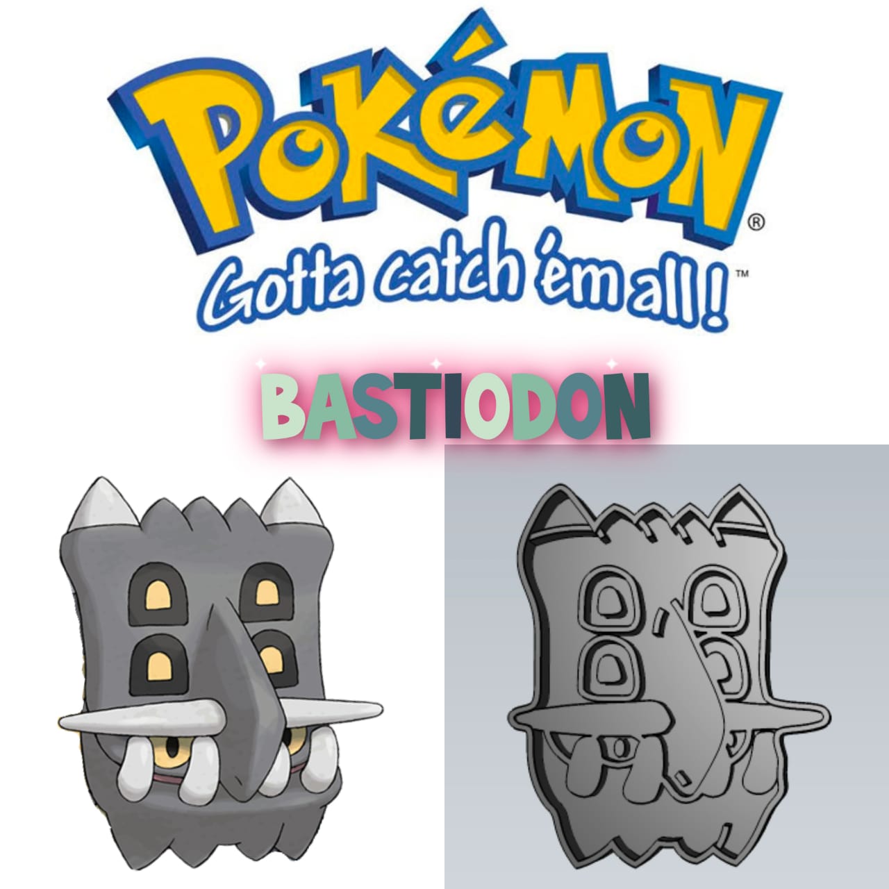 STL file AMAZING POKEMON bastiodon COOKIE CUTTER STAMP CAKE DECORATING ...
