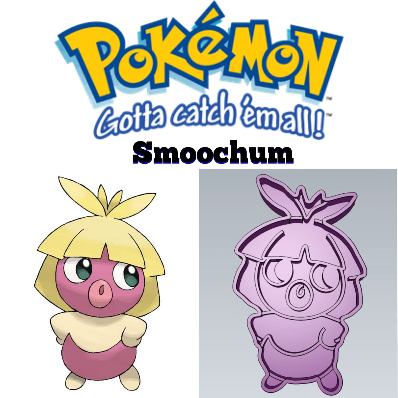 STL file AMAZING POKEMON Smoochum COOKIE CUTTER STAMP CAKE DECORATING 🐉 ...