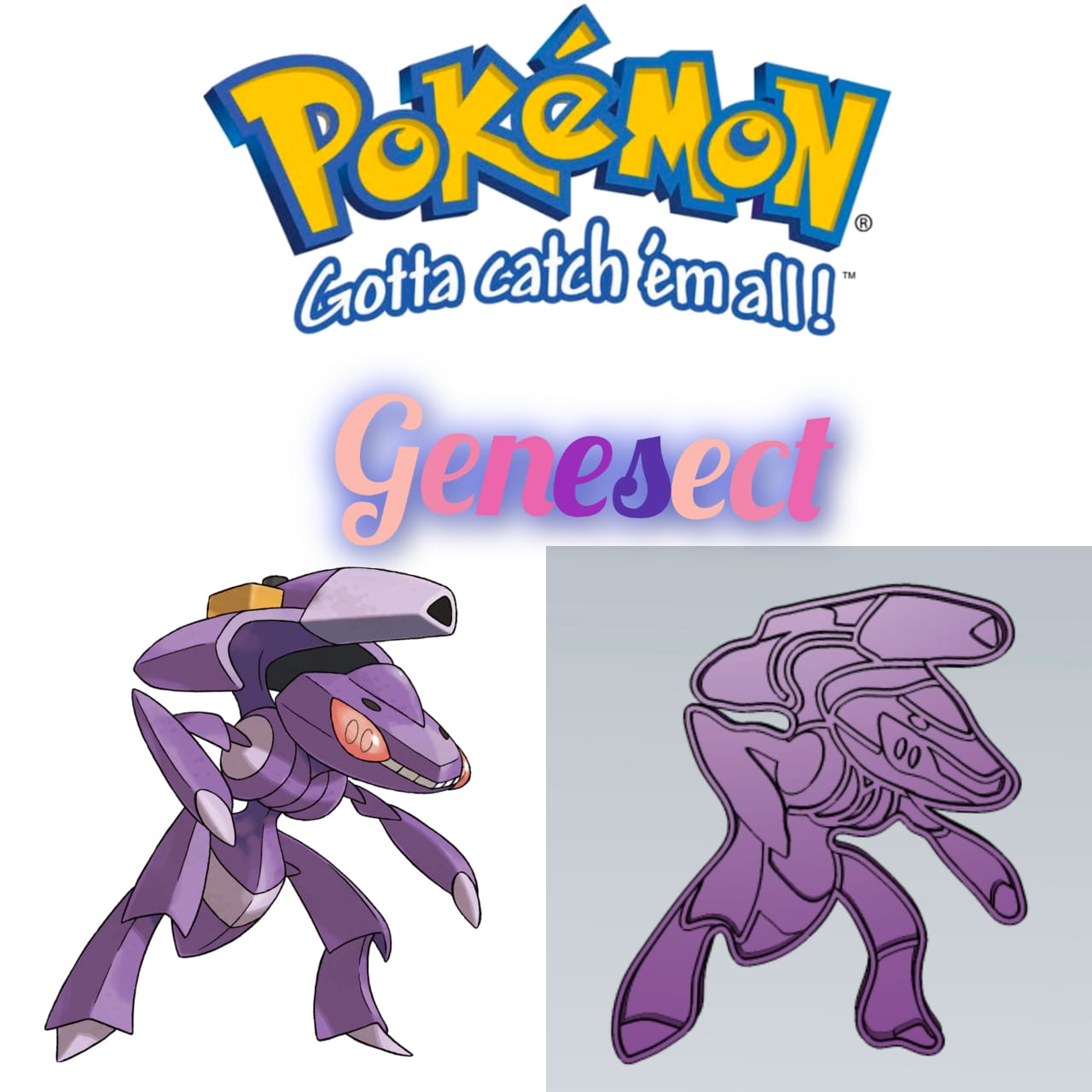 STL file AMAZING POKEMON genesect COOKIE CUTTER STAMP CAKE DECORATING 🐉 ...