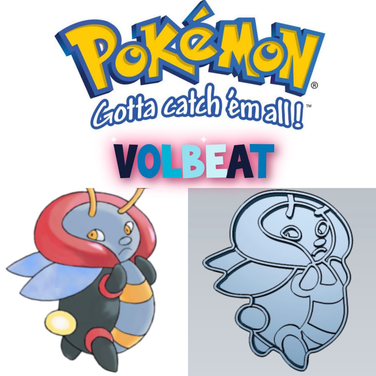 STL file AMAZING POKEMON volbeat COOKIE CUTTER STAMP CAKE DECORATING 🐉 ...