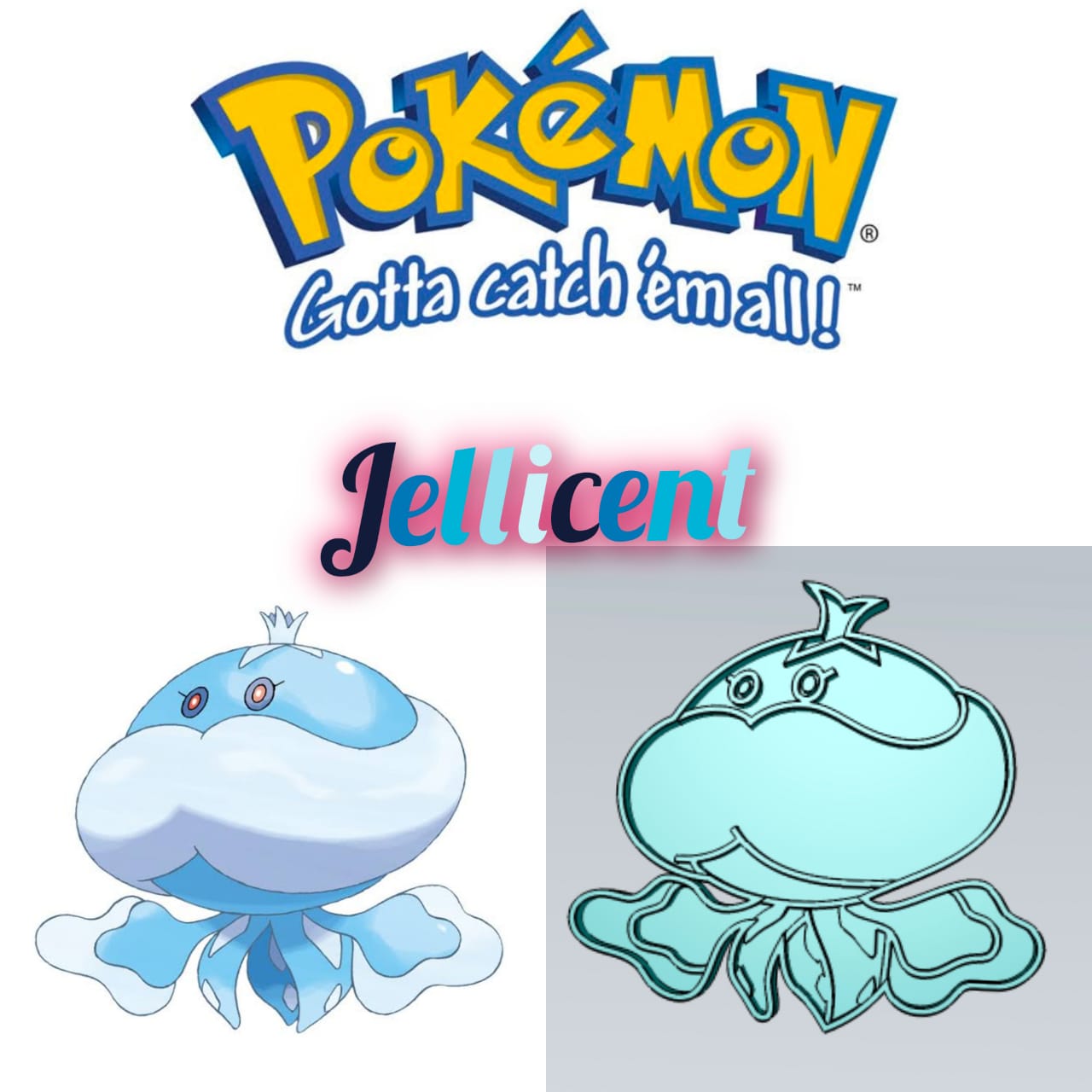 STL file AMAZING POKEMON jellicent COOKIE CUTTER STAMP CAKE DECORATING ...
