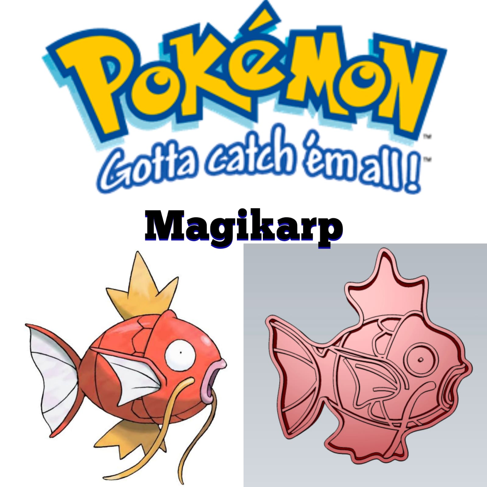 STL file AMAZING POKEMON magikarp COOKIE CUTTER STAMP CAKE DECORATING 🐉 ...