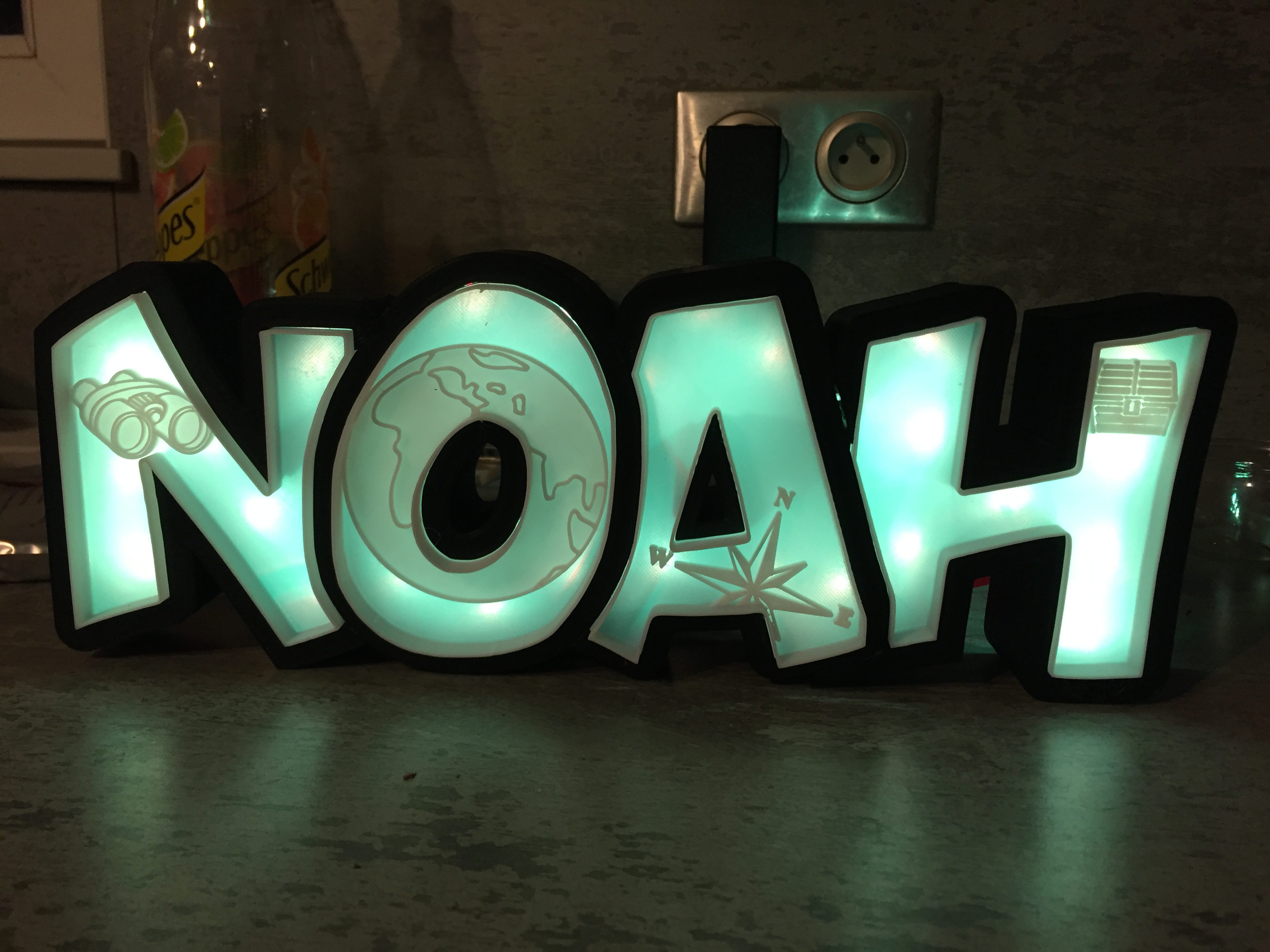3D print NOAH PRENOM LED (Several choices of illuminated part ...