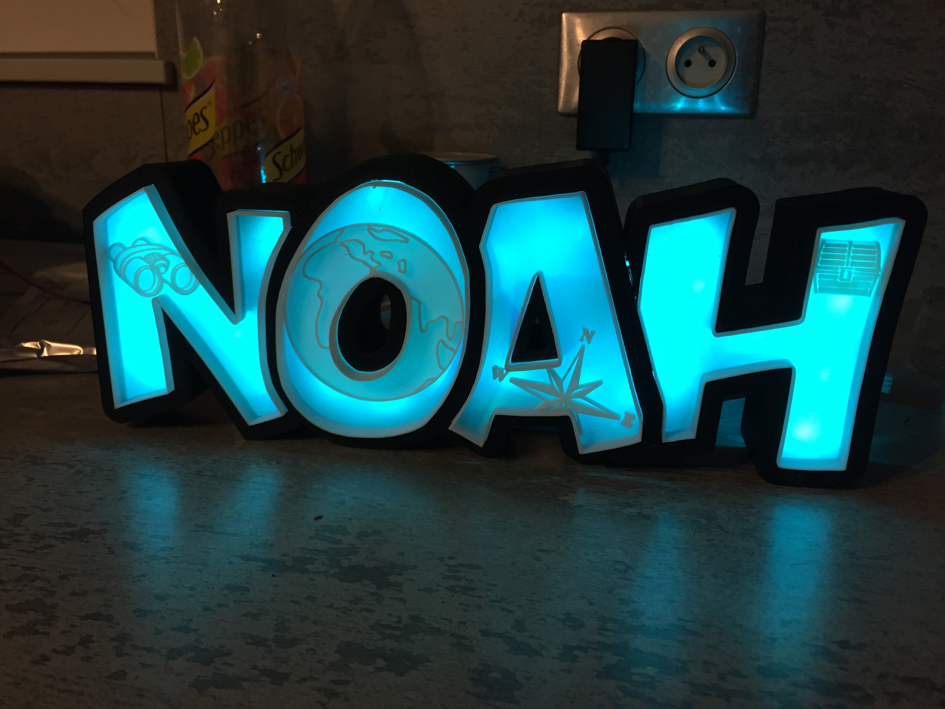 3D print NOAH PRENOM LED (Several choices of illuminated part ...