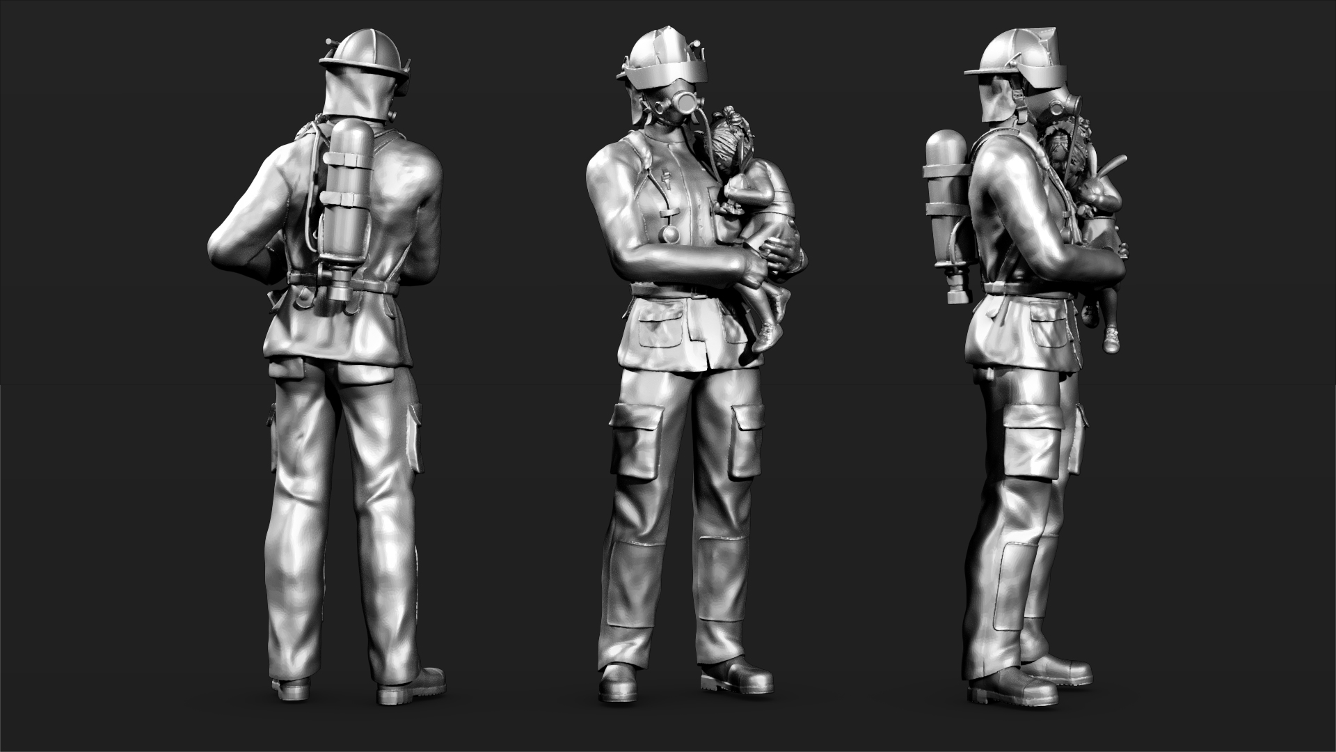 🚒 Fireman Poses 01・ 3D File for ・Cults