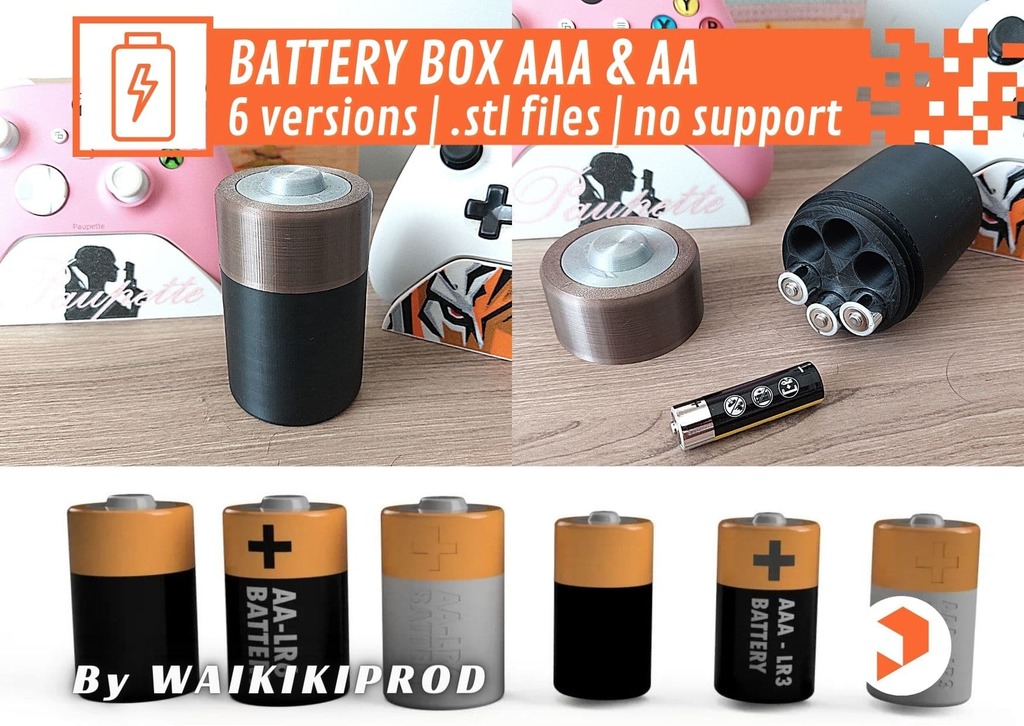 🔋 Battery Box - AA LR6 & AAA LR3 - 6 Versions・Free 3D File for ・Cults