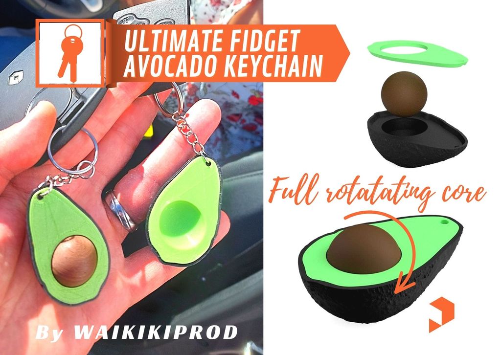 Free 3D file The Ultimate Fidget Avocado keychain 👌 ・3D printable model ...
