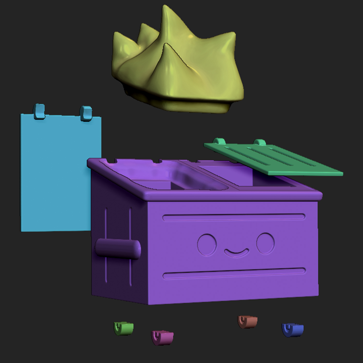 🔥 Cute Dumpster Fire light・ STL File for ・Cults