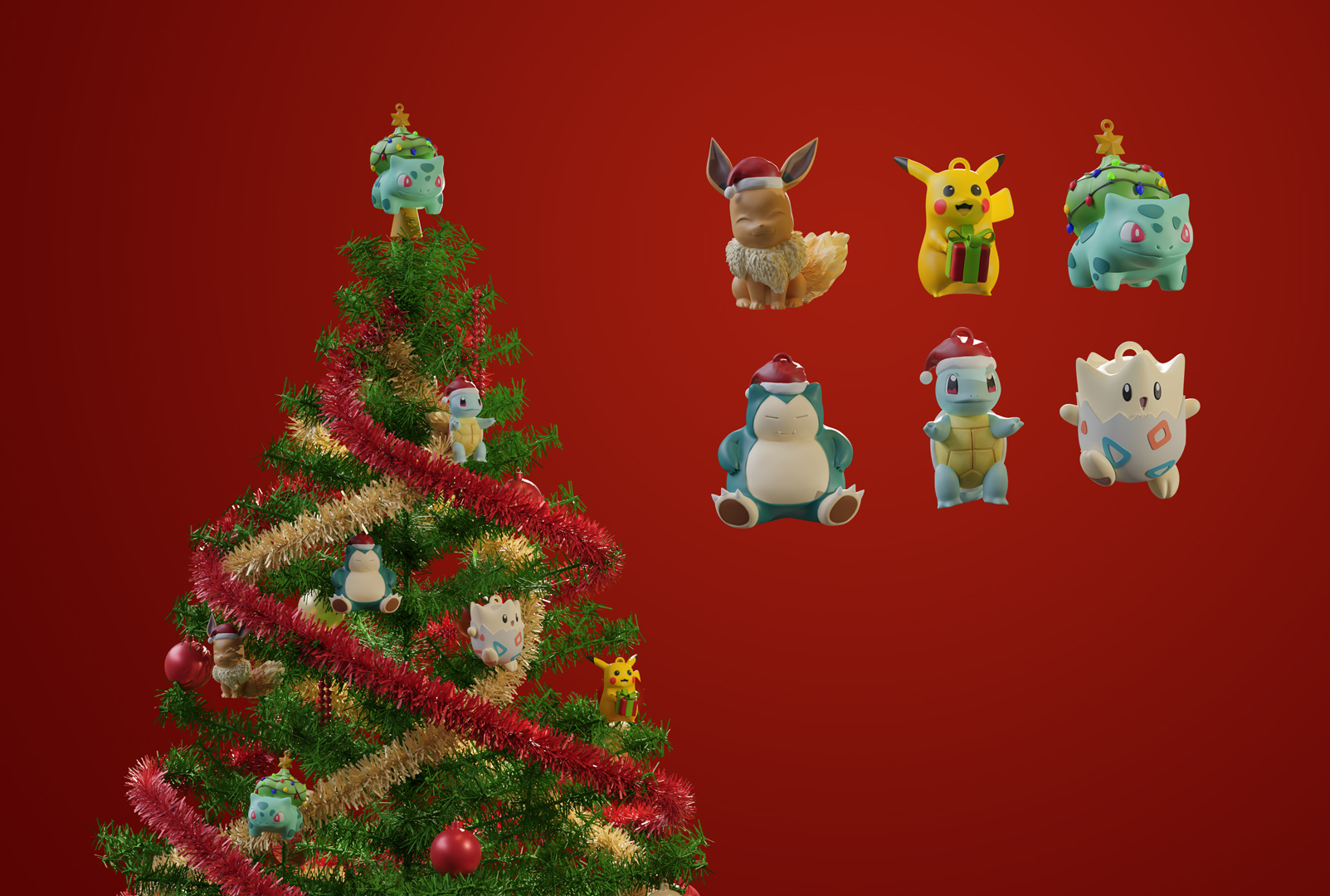 🐉 Pokemon Christmas Ornaments・ STL File for ・Cults