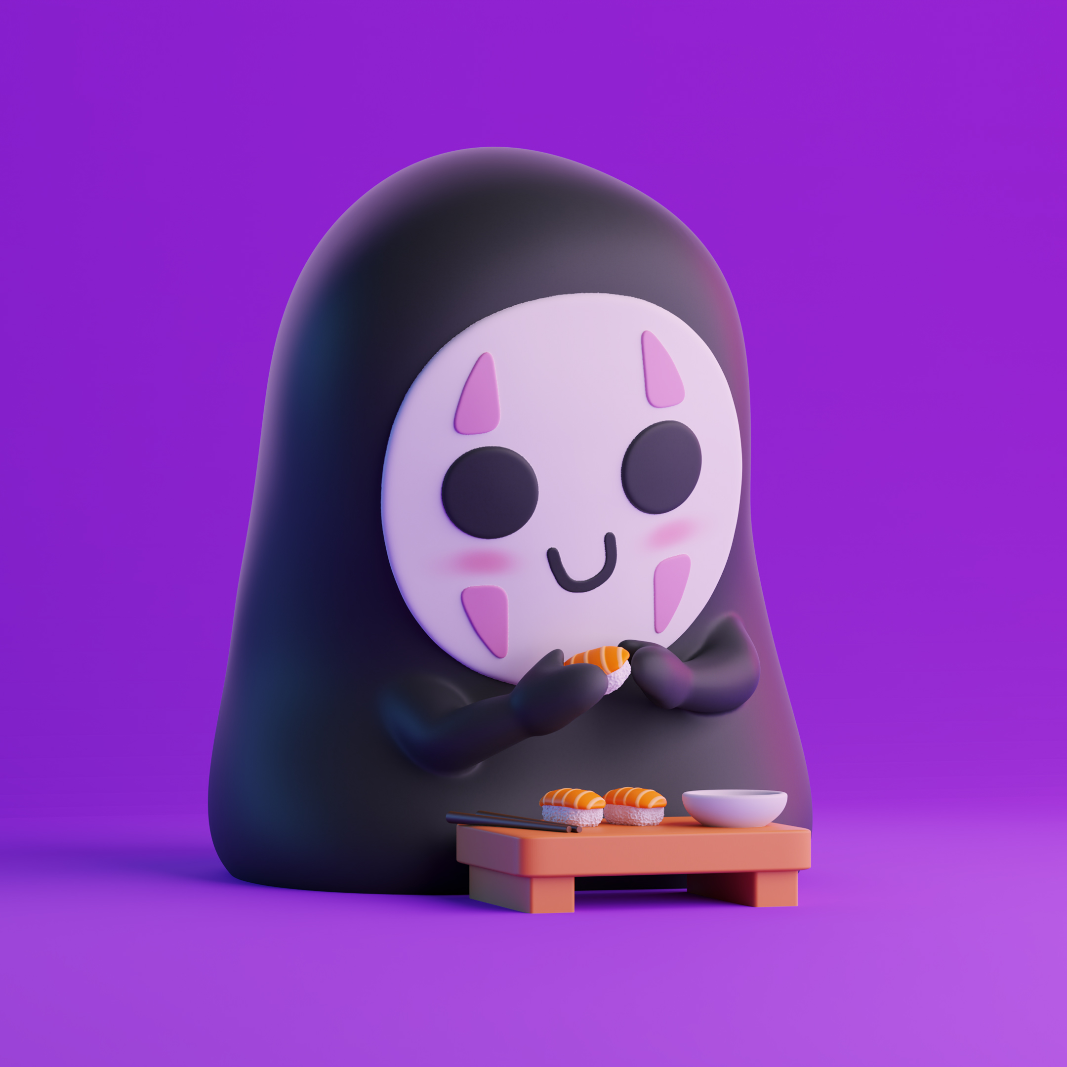 STL file Cute Kaonashi eating sushi 🍣・3D printable design to download・Cults