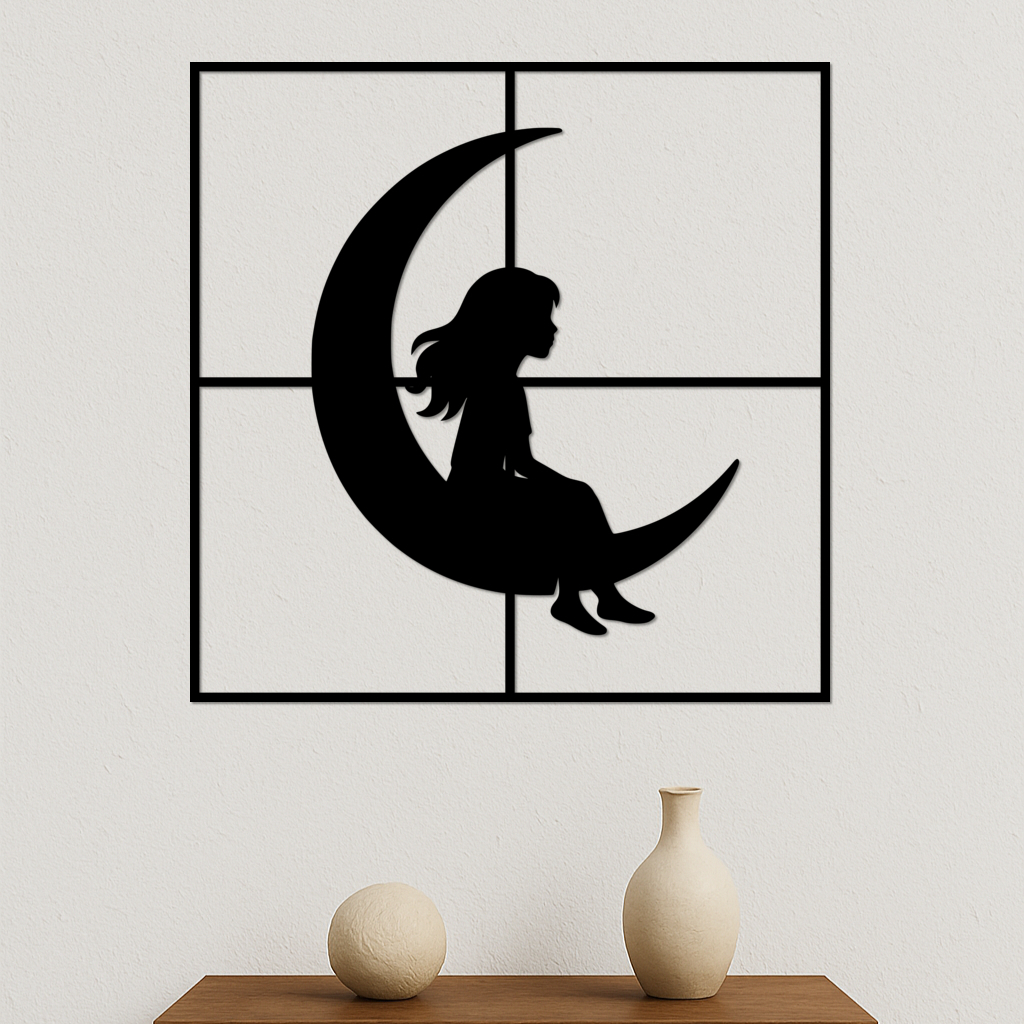 🌙 Moon Girl XL Wall Art – 3D Printable Decor・ 3D File for 3D printing・Cults