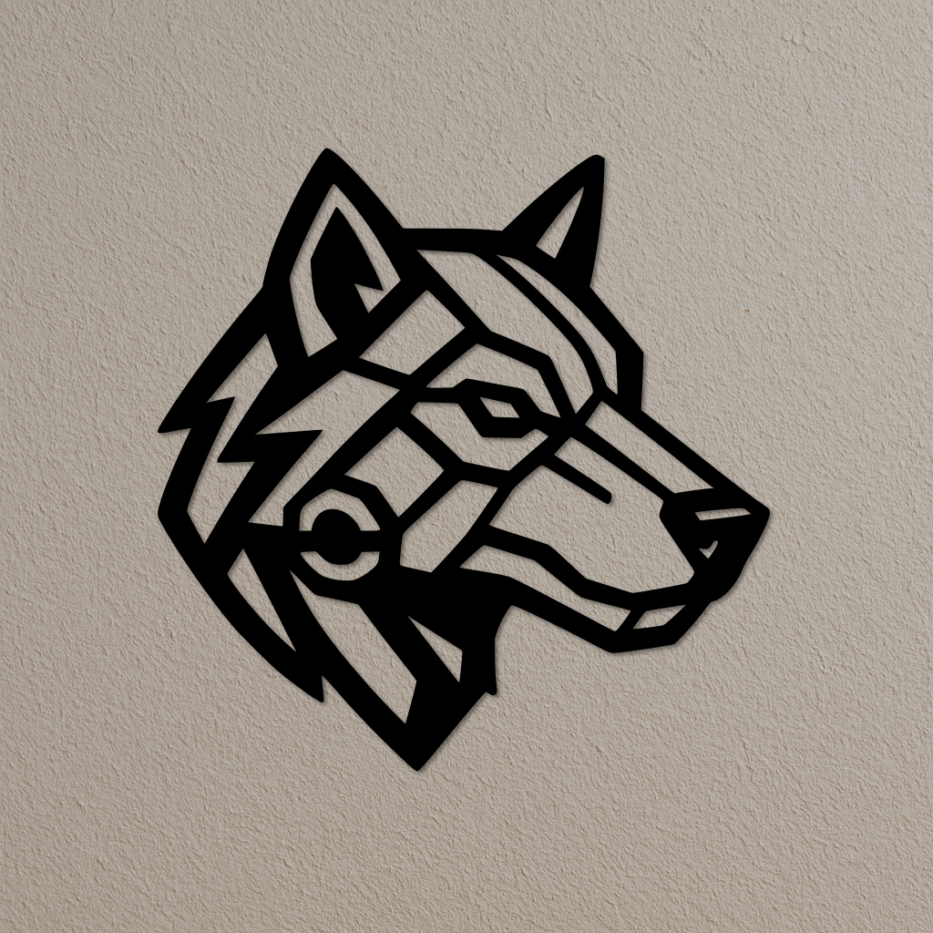 🐺 Cyber Wolf Wall Art – 3D Printable Decor・ 3D File for 3D printing・Cults
