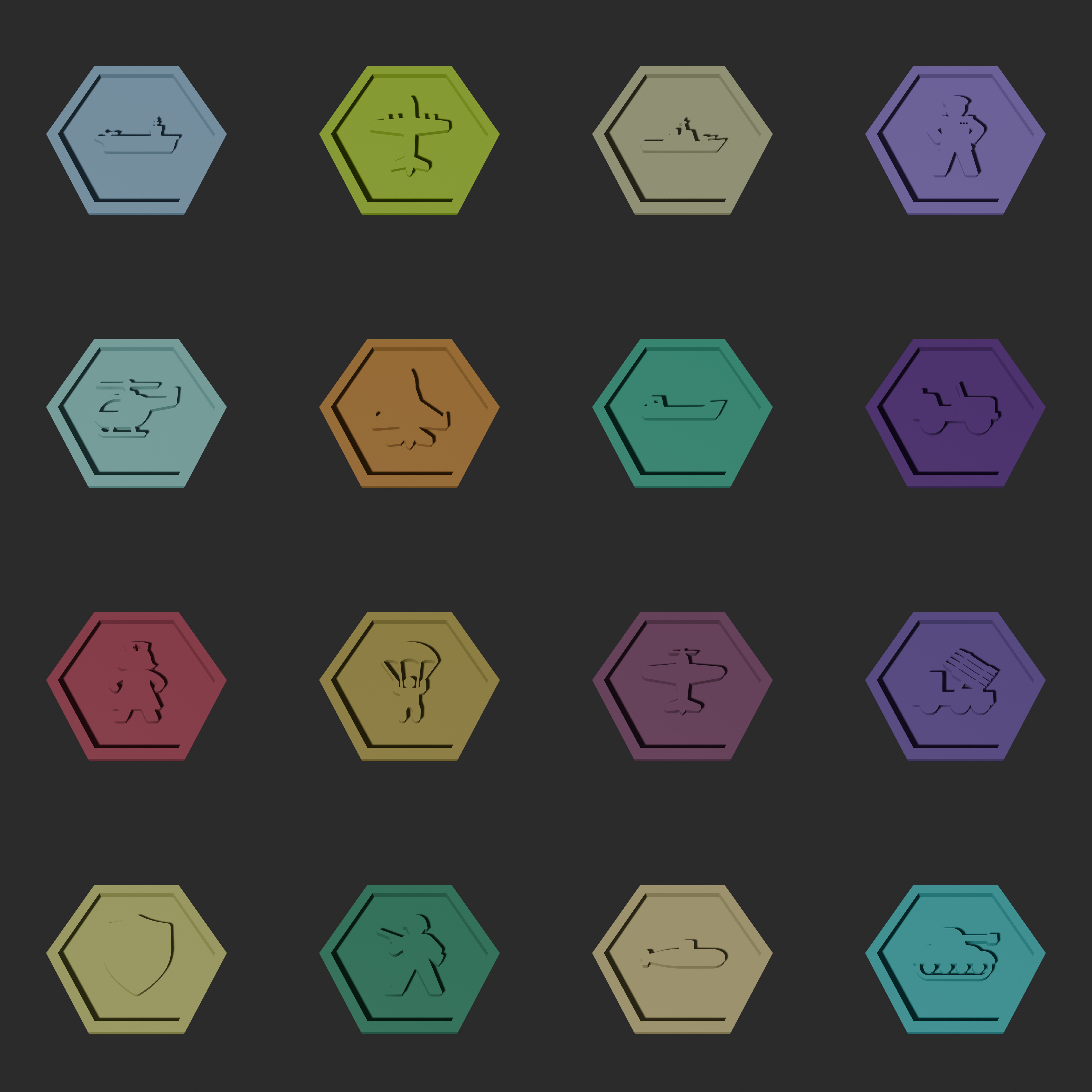 🪖 16 Military Meeple Hexagons Collection – 3D Printable Game Tokens・ 3D ...