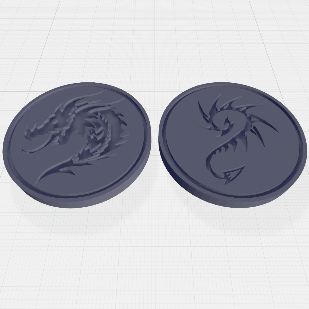 🐉 Dragon head(s) / Dragon tail(s) themed flip coin・Free STL File for ・Cults