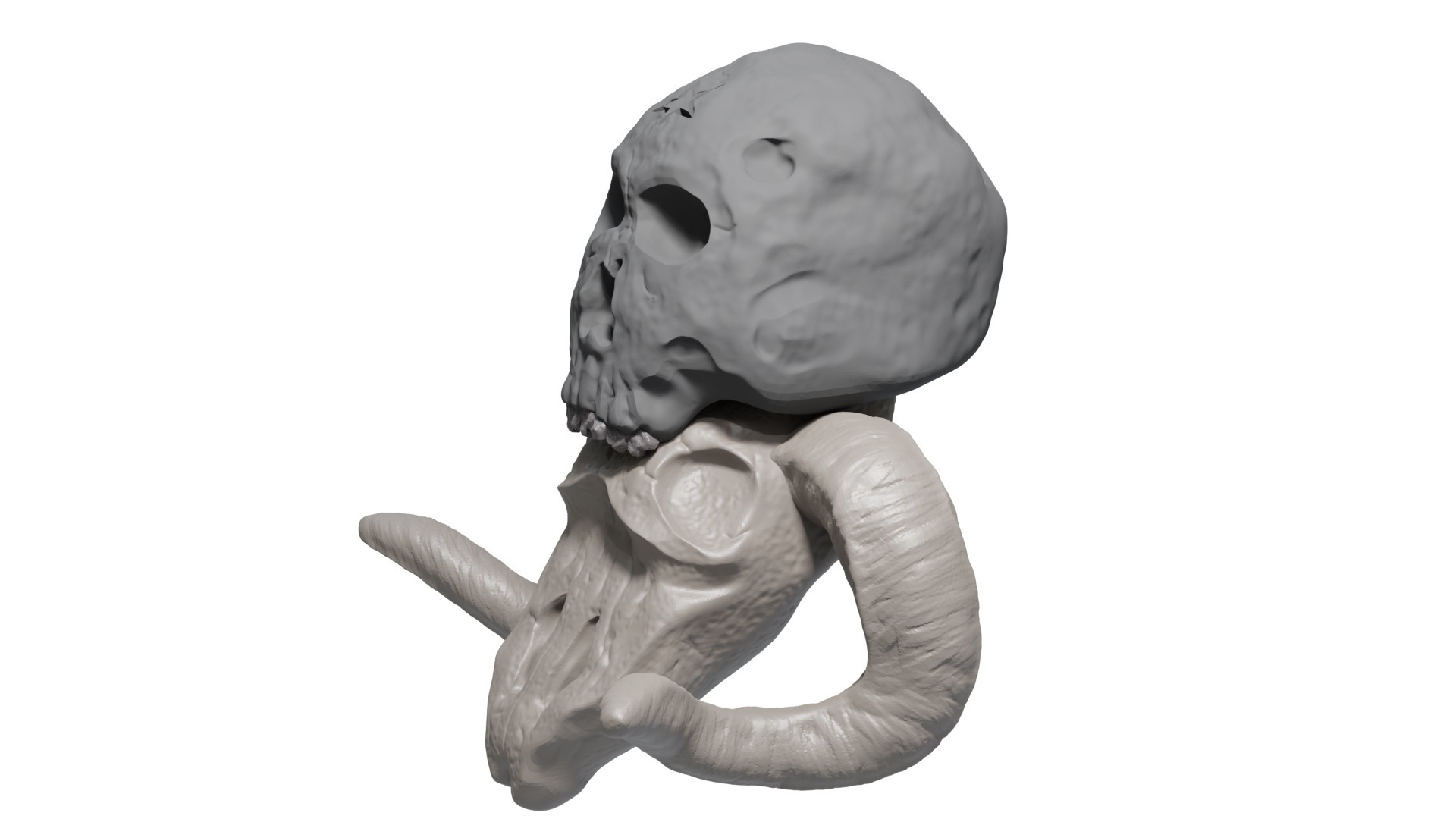 🐏 Human and ram skull・Free STL File for ・Cults