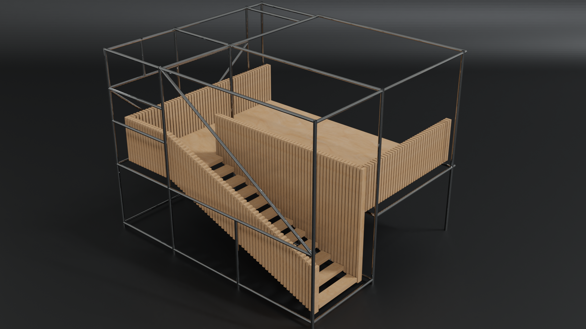 3D file Modern Industrial Stairs 3d model 3D model 🪜 ・3D printing ...