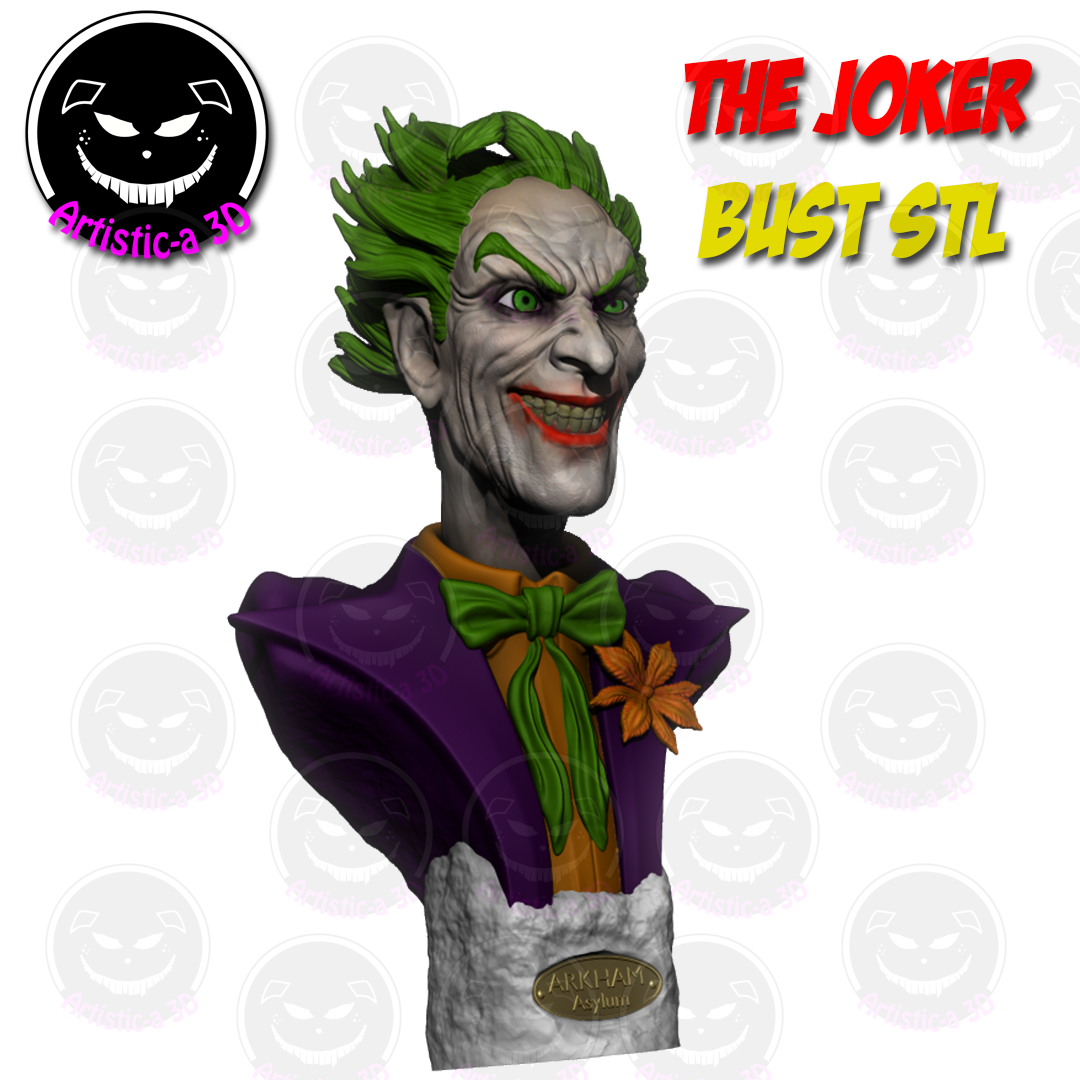 🃏 JOKER BUST・ STL File for ・Cults