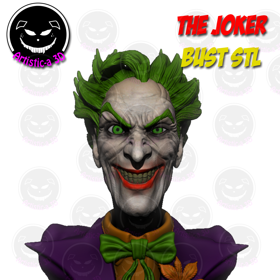 🃏 JOKER BUST・ STL File for ・Cults