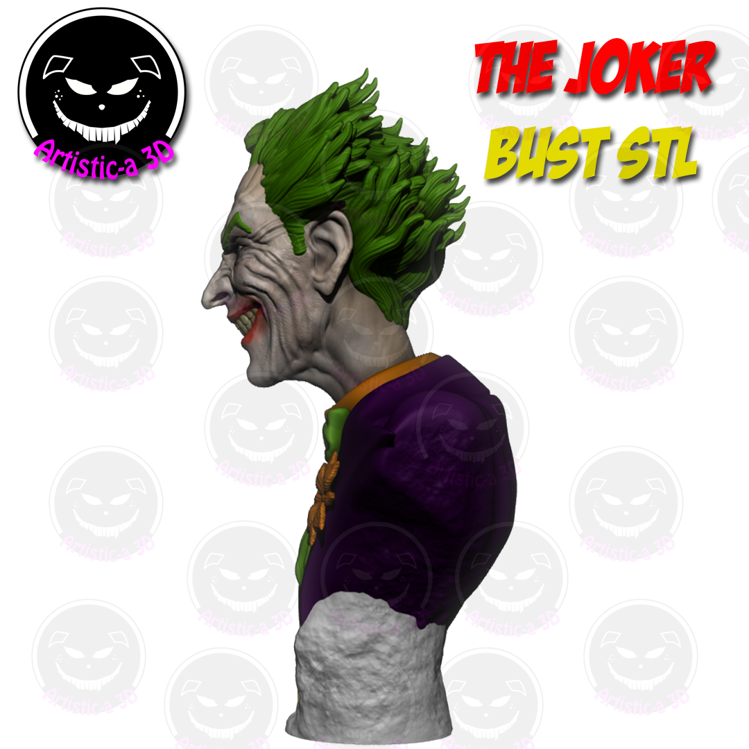 🃏 JOKER BUST・ STL File for ・Cults