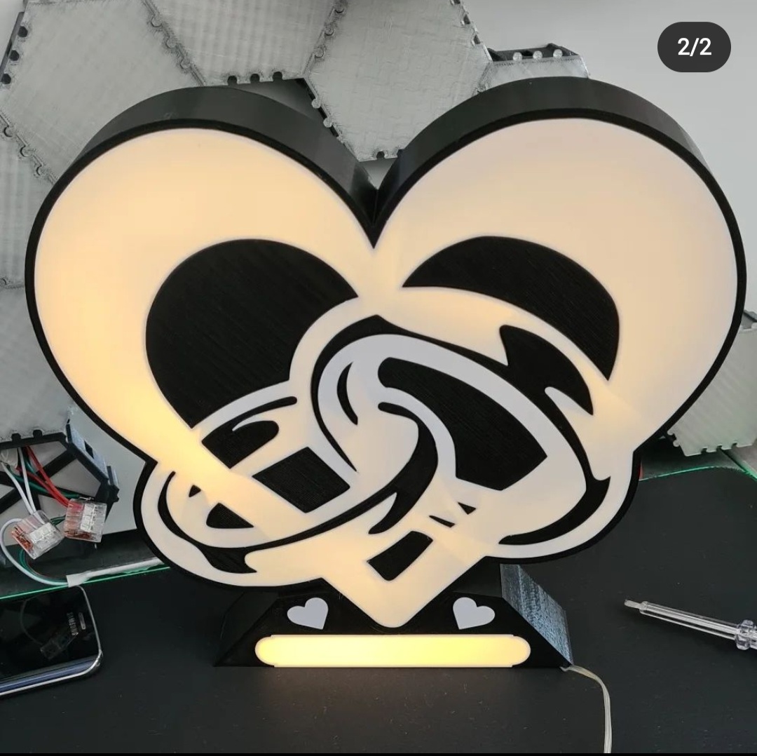 STL file Heart with Rings Light Logo 💜 ・Model to download and 3D print ...