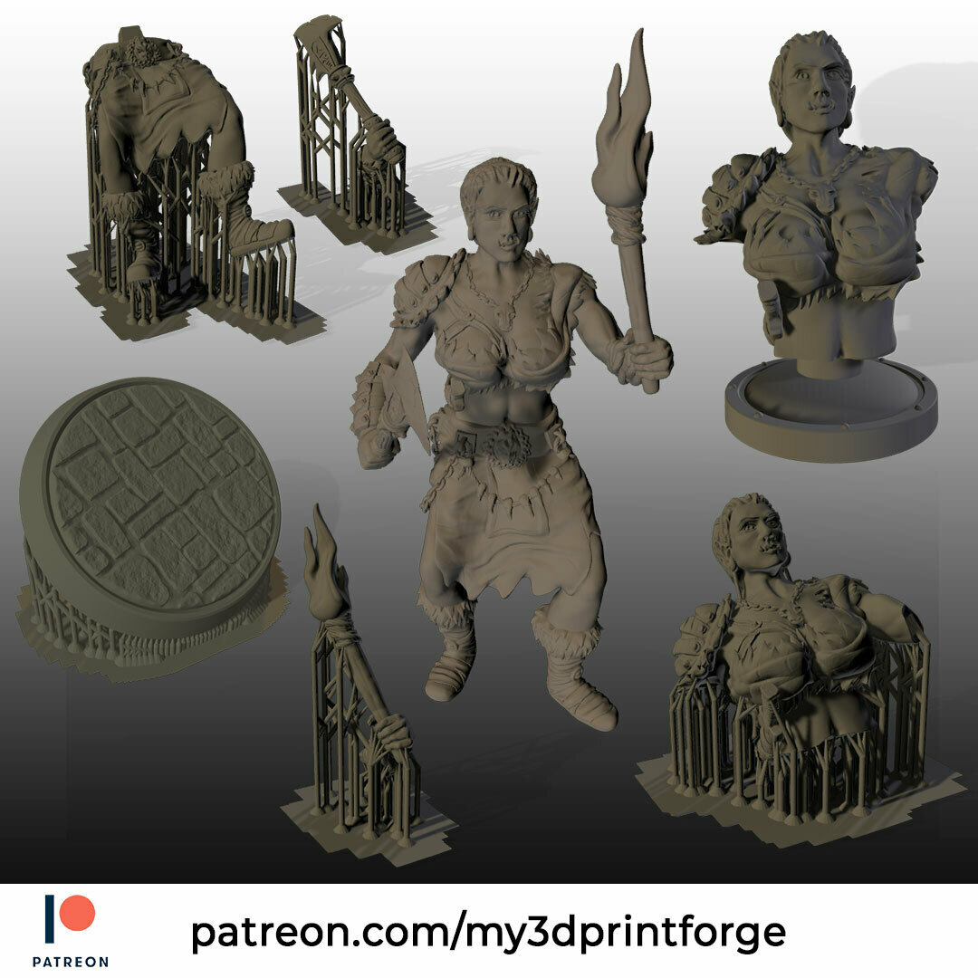 3D file Ork Female Warrior STL 32mm and 75mm pre-supported ♀️ ・3D ...