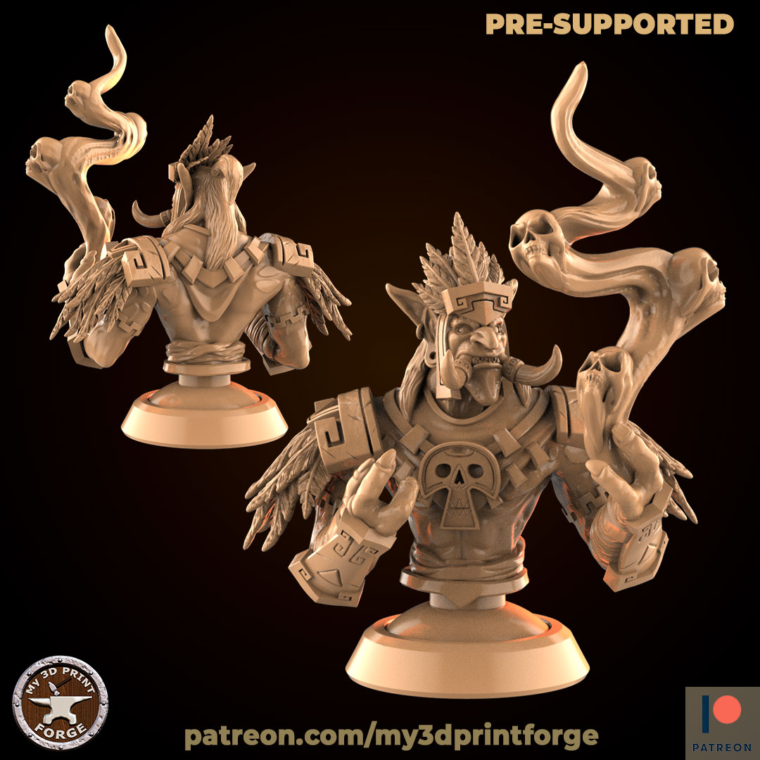 3D file Tribe Troll Priest BUST 🧌 ・Model to download and 3D print・Cults