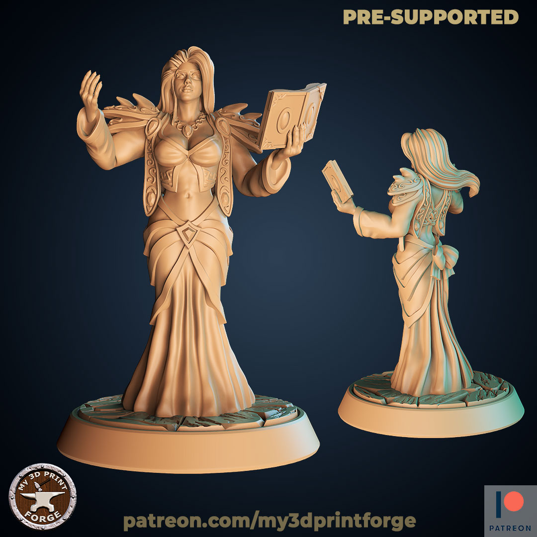 Файл STL Female Mage Aes Sedai with Book 32mm ♀️ ・Дизайн для загрузки и ...