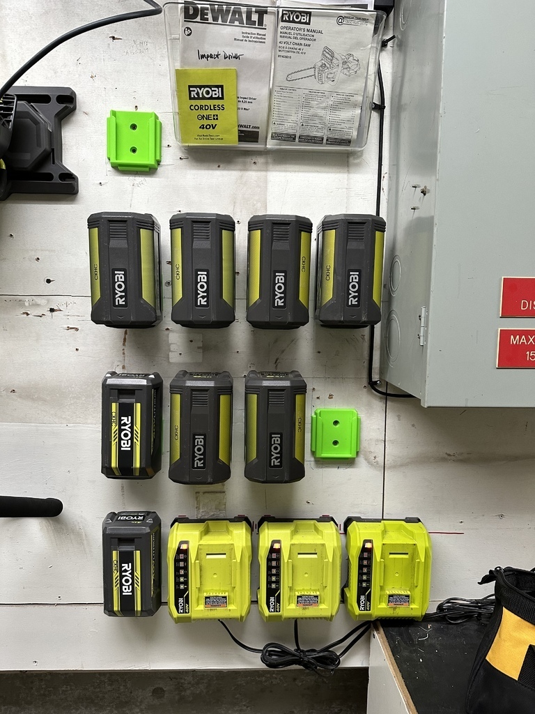 🔋 Ryobi 40 Volt Battery Wall Mount・Free 3D File for ・Cults