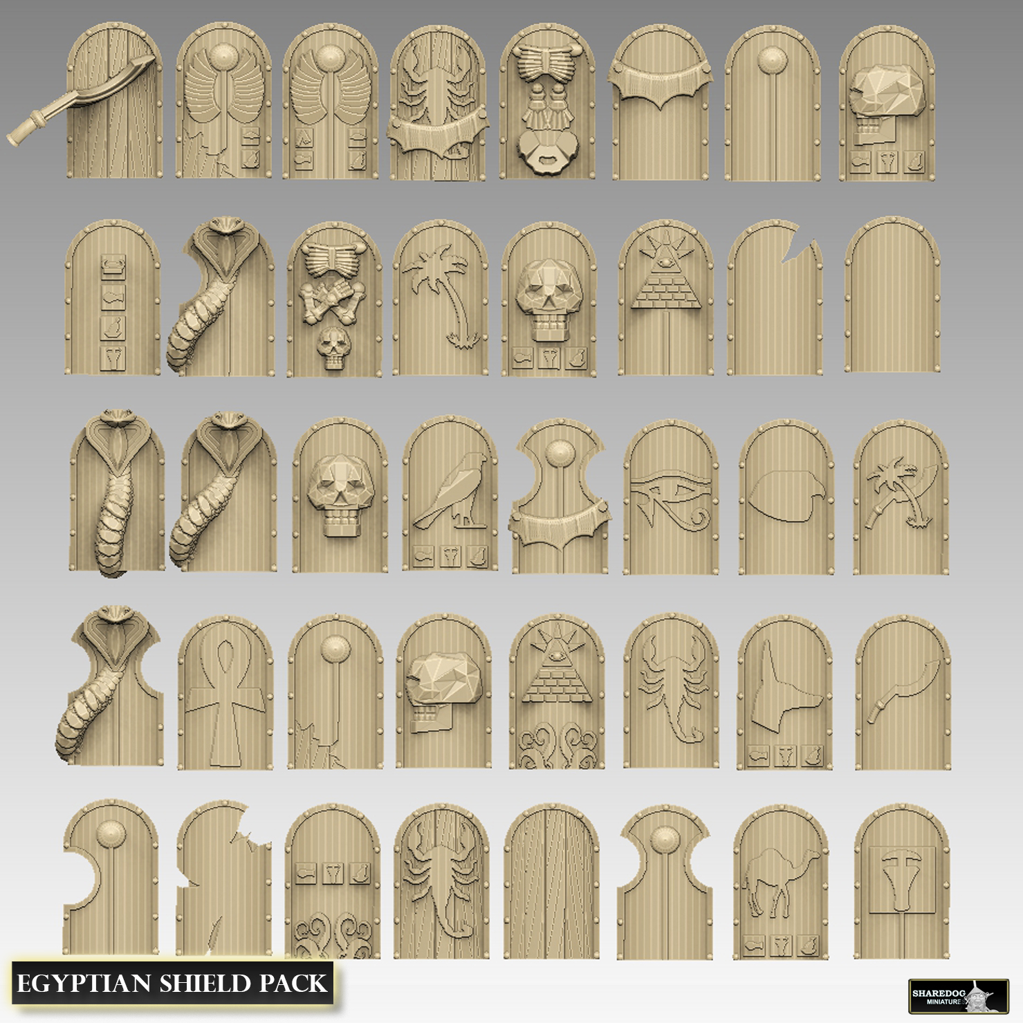 3D file Egyptian Shield Pack 🛡️ ・Design to download and 3D print・Cults