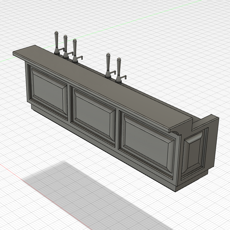 🛤️ BAR COUNTER FOR BRITISH PUB 7MM SCALE O GAUGE MODEL RAILWAY BUILDING ...
