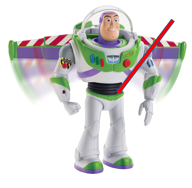 🌩️ Buzz Lightyear - Reparatur - Plattform, die die Beine am Becken ...