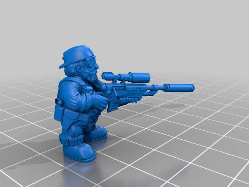 🛰 Space Dwarf with old fashion Sniper・Free 3D File for ・Cults