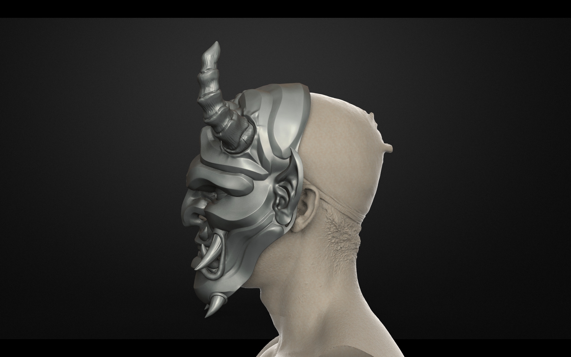 OBJ file Traditional Japanese Hannya Mask Oni Mask Samurai Mask 3D ...