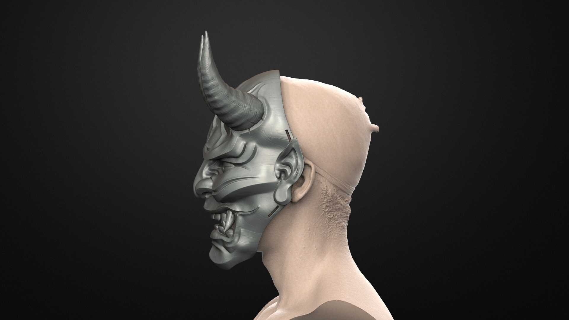 STL file Traditional Japanese Hannya Mask Oni Mask Samurai Mask 3D ...